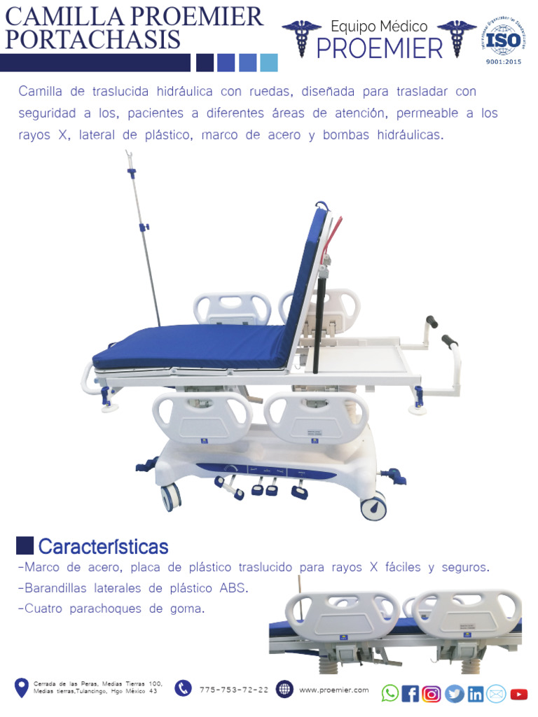 Ficha Tecnica Camilla Proemier Porta Chasis Barandales Abs | PDF