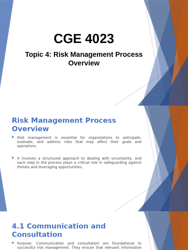 Topic 4 - Risk Management Process Overview 0525 | PDF | Risk | Risk Management