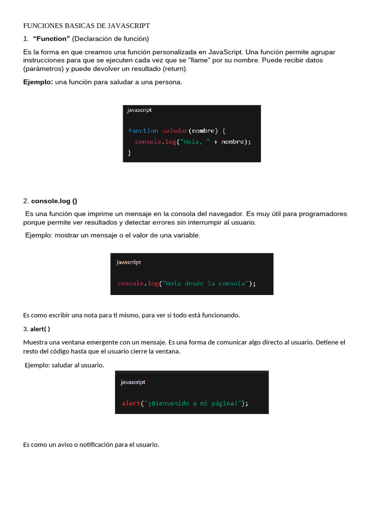 Funciones Basicas de Javascript | PDF