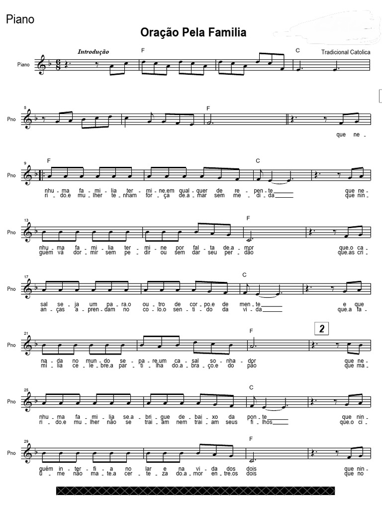 Oracao Pela Familia - Piano | PDF