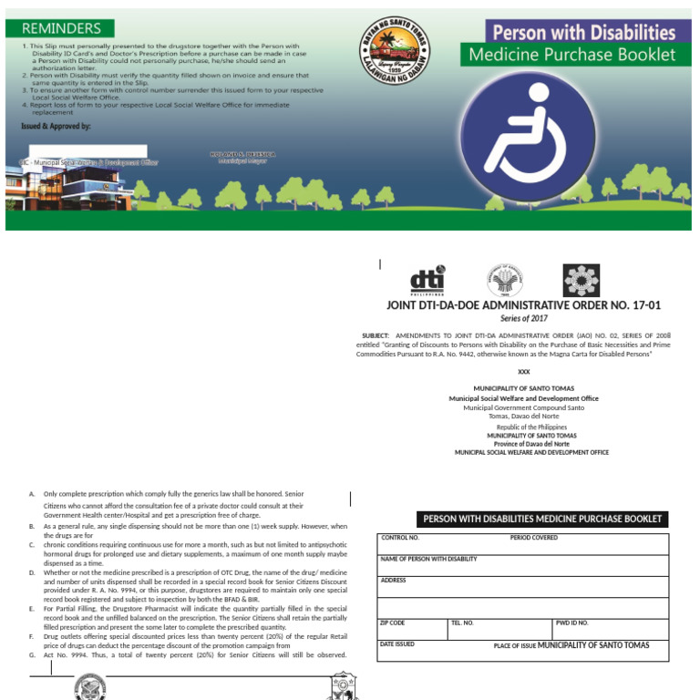 PWD Medicine Purchase Booklet Guidelines | PDF | Prescription Drugs ...