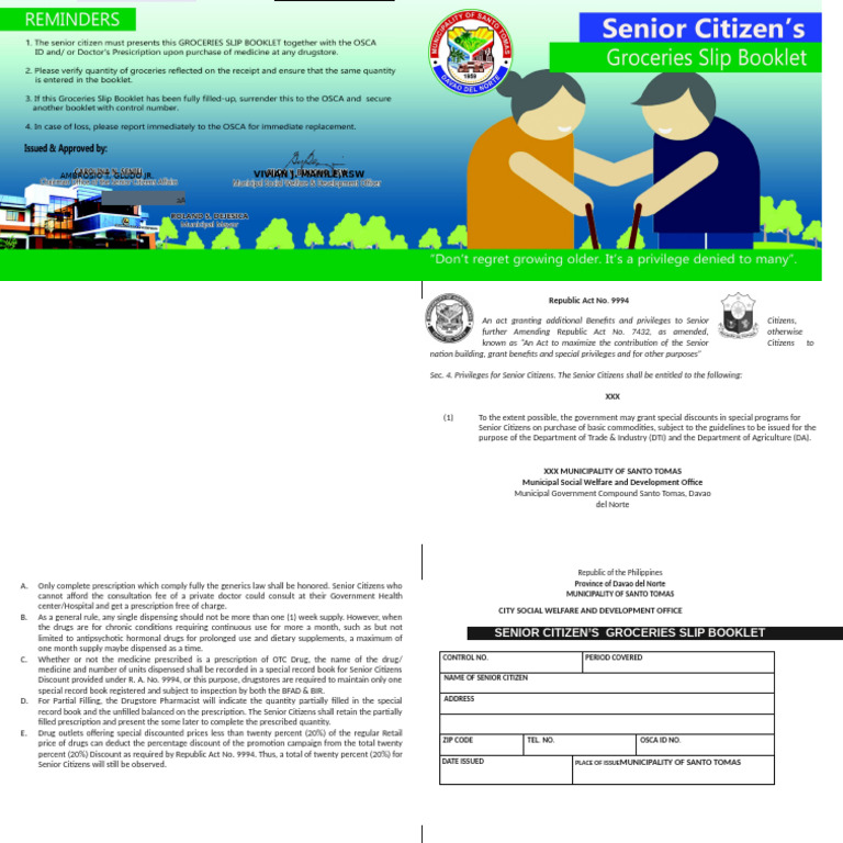 Senior Citizen Grocery Purchase Booklet | PDF | Prescription Drugs ...