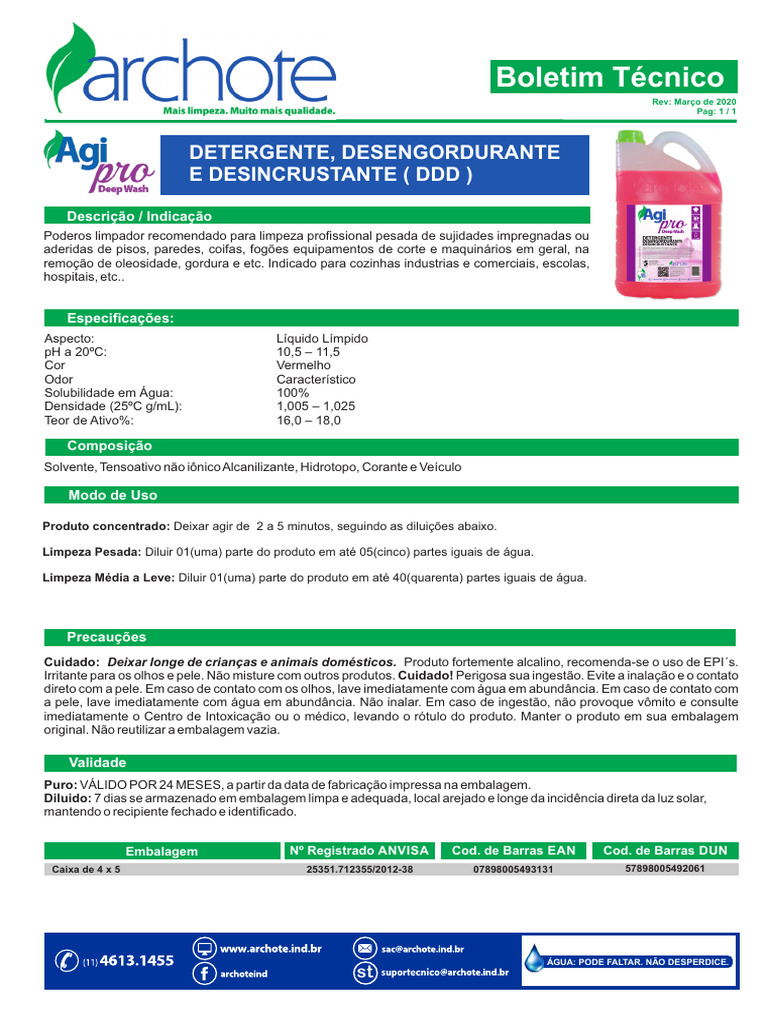 Detergente Desengordurante Profissional | PDF
