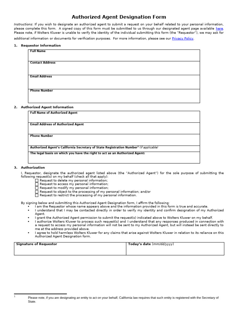 Final Authorized Agent Designation Form | PDF