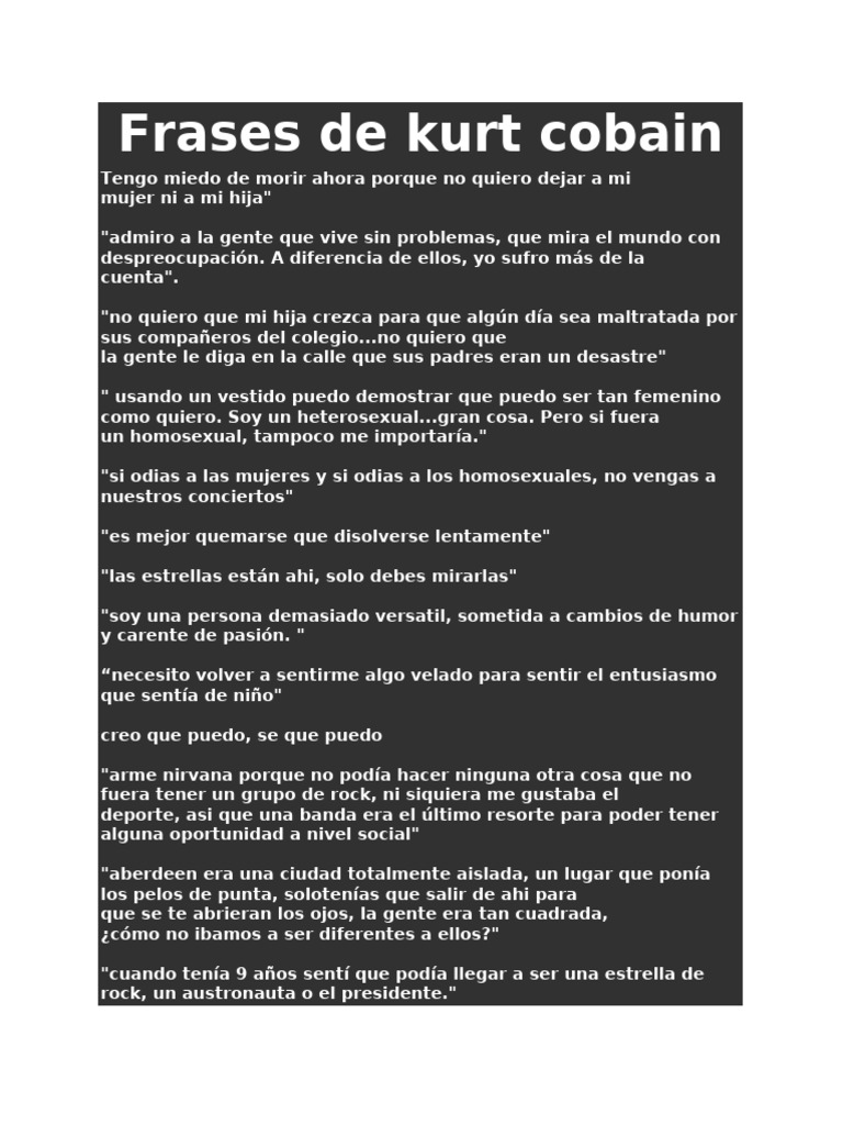 Frases de Kurt Cobain | PDF | Kurt Cobain | Punk rock