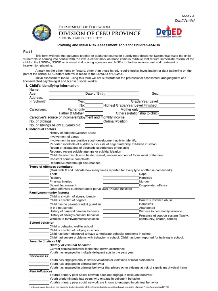 Risk Assessment Tools for At-Risk Children | PDF | Child Abuse ...