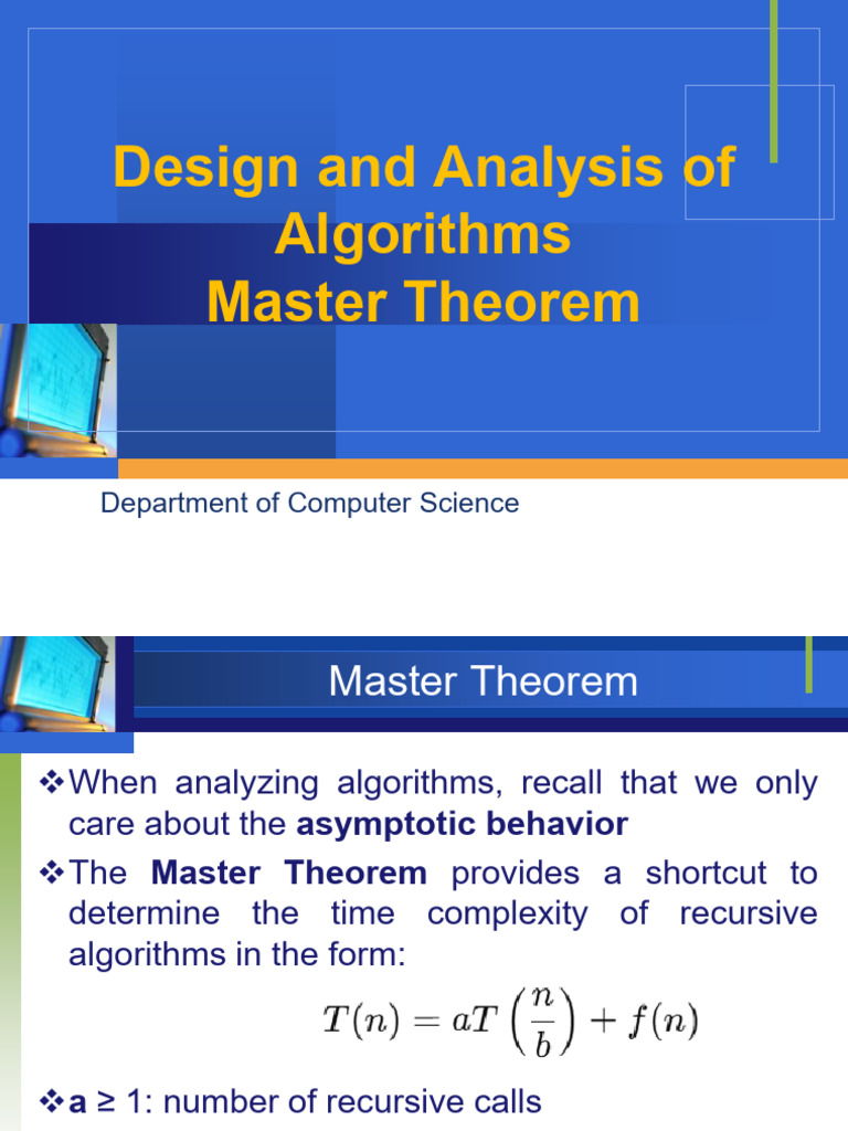 Master Theorem and Heaps in Algorithms | PDF | Algorithms And Data ...