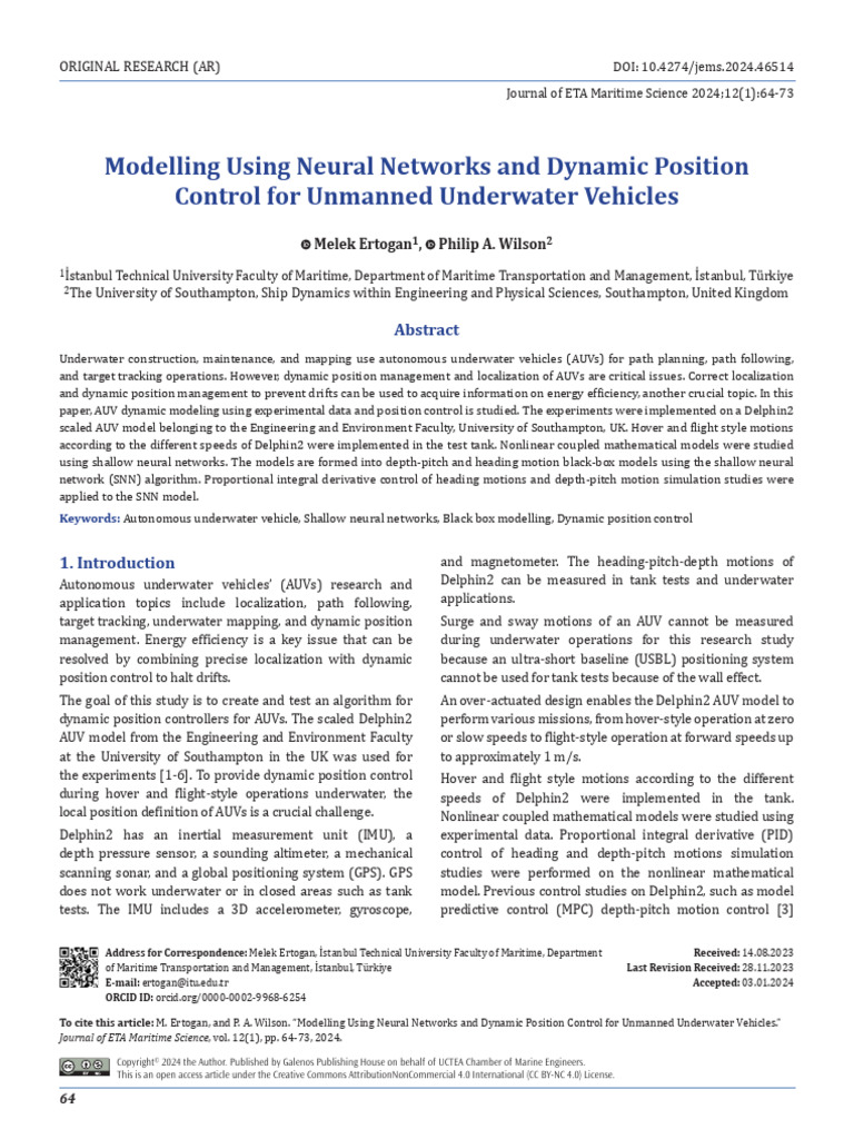 Modelling Using Neural Networks and Dynamic Position Control For UUV | PDF | Control Theory