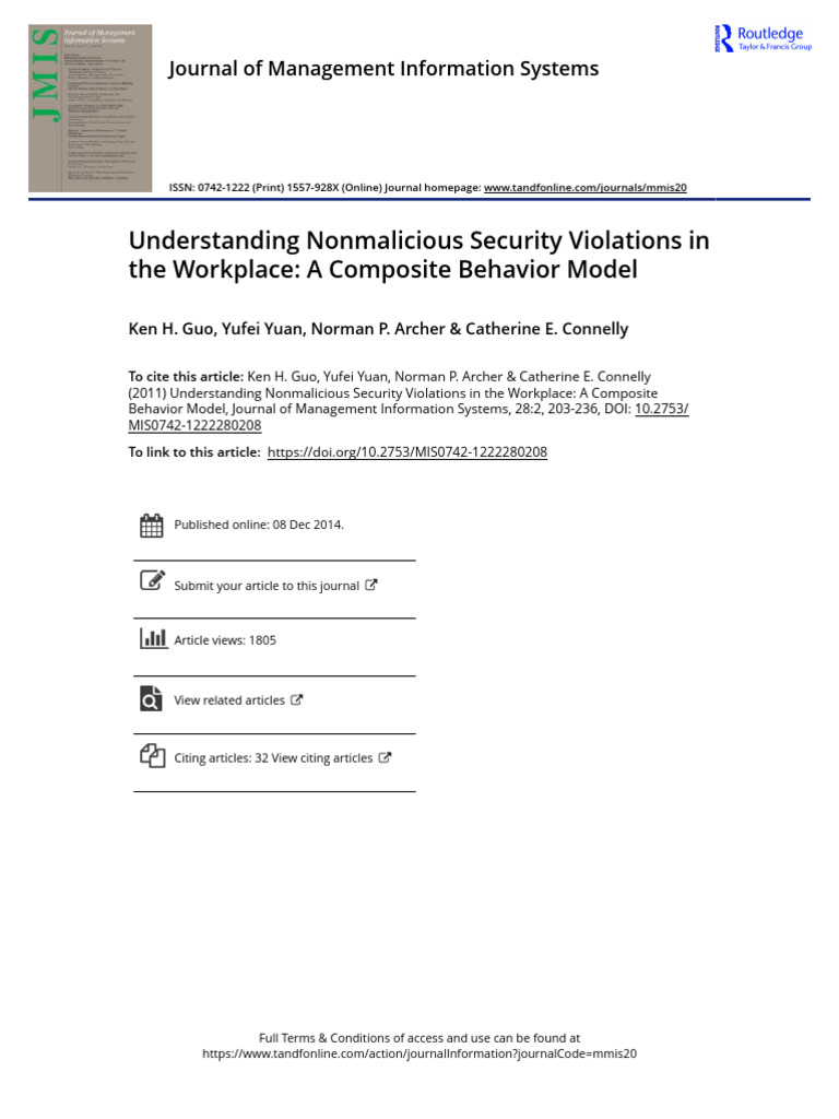2011-Guo-JMIS-Understanding Nonmalicious Security Violations in The Workplace A Composite ...