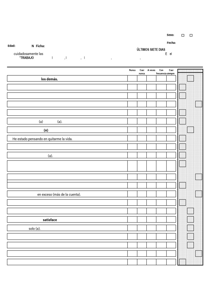 Cuestionario OQ-45.2 de Bienestar Emocional | PDF