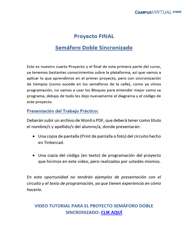Proyecto FINAL - Semáforo Doble Sincronizado | PDF