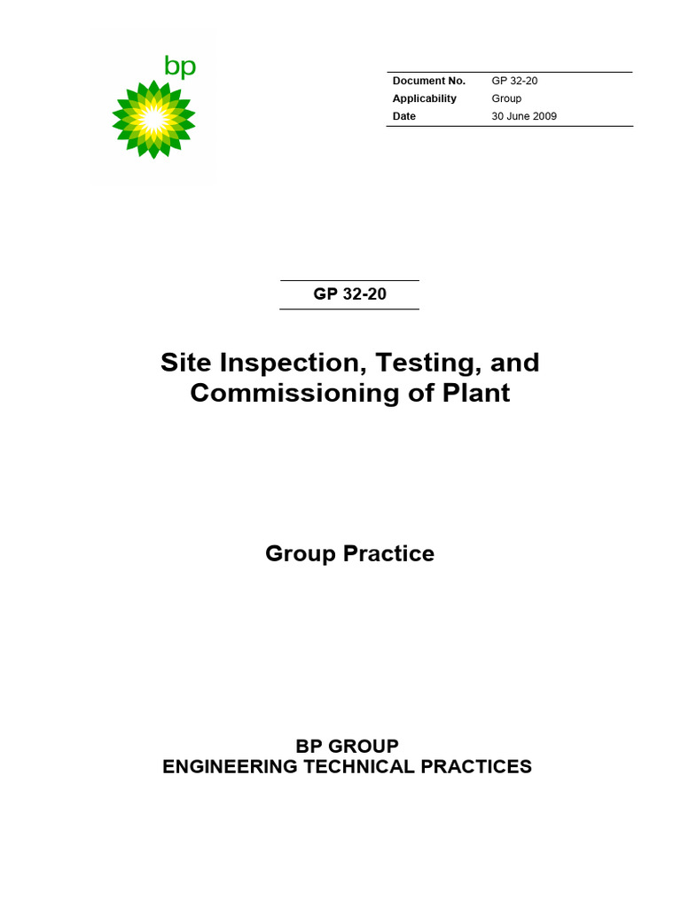 GP 32 20 Site Inspection Testing and Commissioning of Plant ...