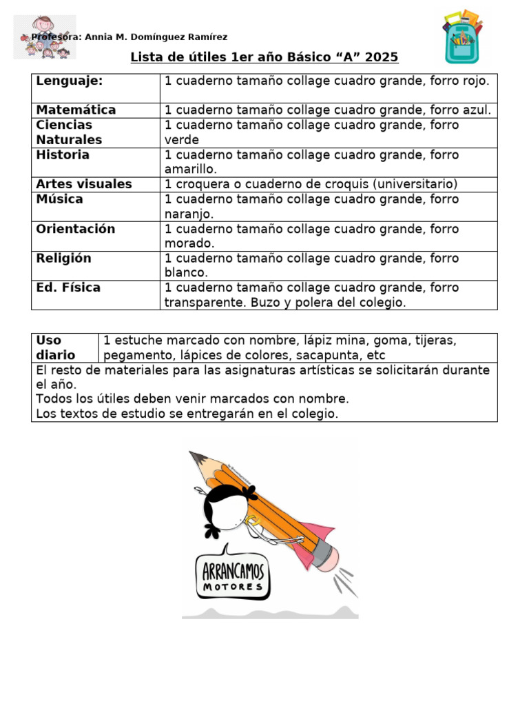 Lista de Útiles Segundo Básico 2023 | PDF