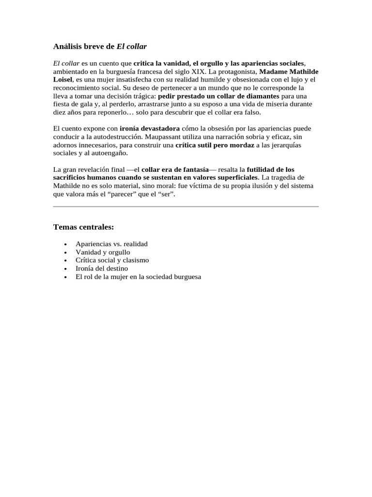 Análisis de El Collar | PDF