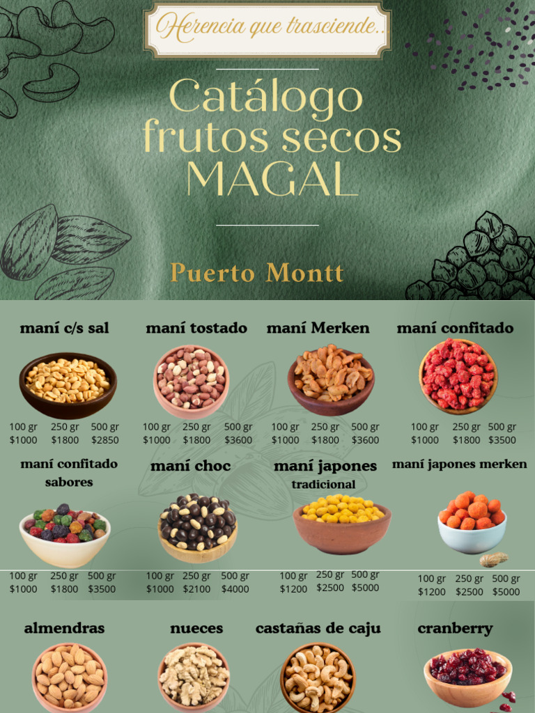 Catálogo de Frutos Secos MAGAL | PDF | Ingredientes de comida | Cultivos