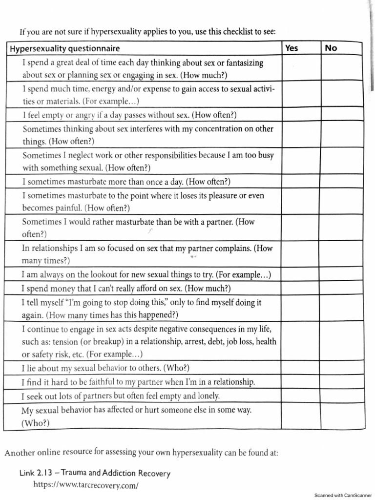 Hyper Sexuality Questionnaire | PDF