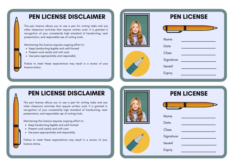 Printable Pen Licenses | PDF