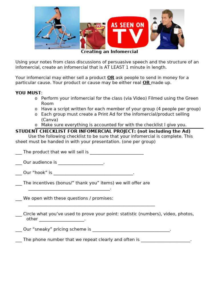 Drama - Creating Infomercial | PDF