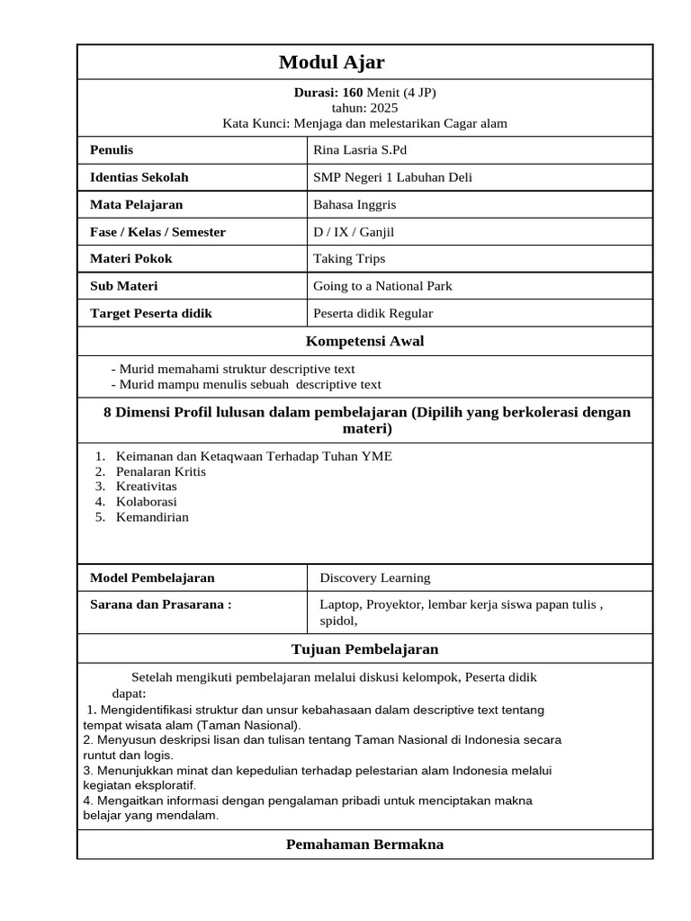 Contoh Modul Ajar Deep-Learning | PDF