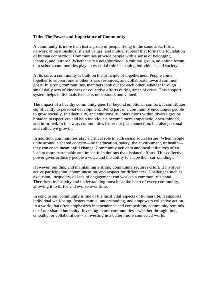 Importance of Community for Growth | PDF