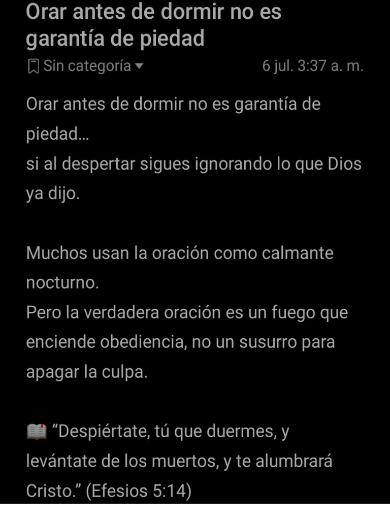 Orar Antes de Dormir No Es Garantía de Piedad | PDF
