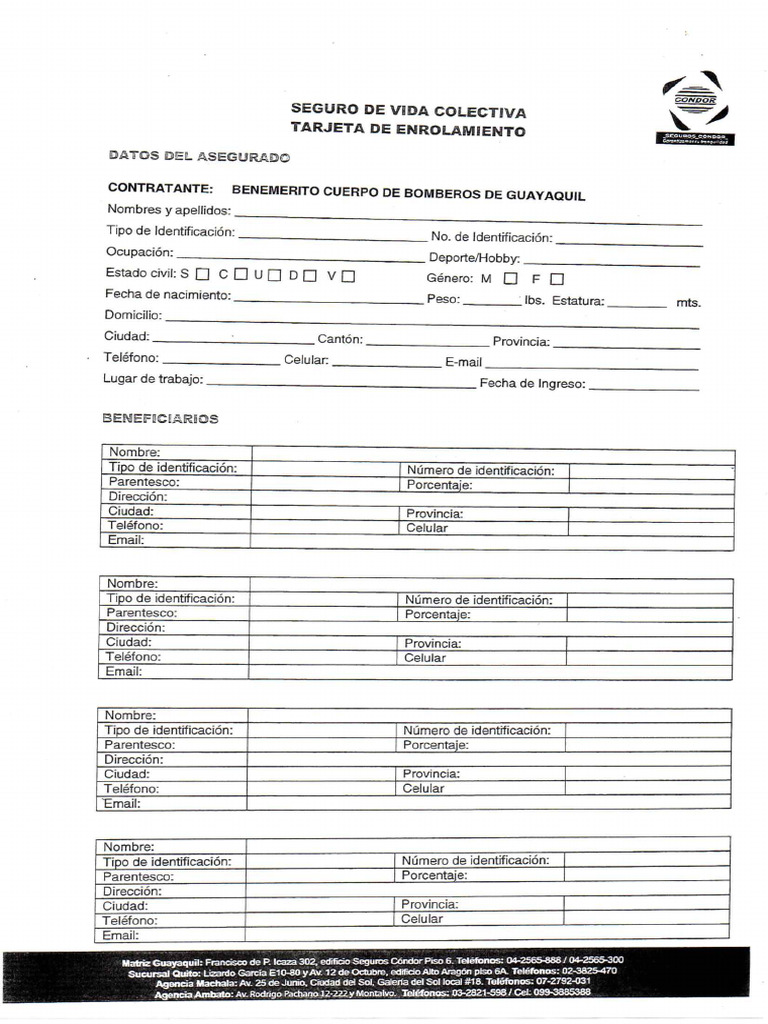 Formulario Seguro Bomberos | PDF