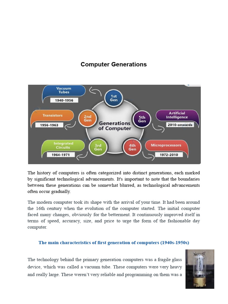 Evolution of Computer Generations | PDF | Integrated Circuit | Computer ...