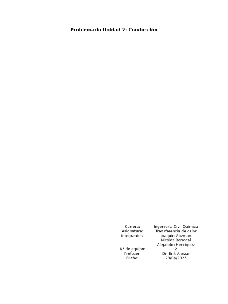 Equipo2 ProblemarioUnidad2 | PDF | Convección | Calor