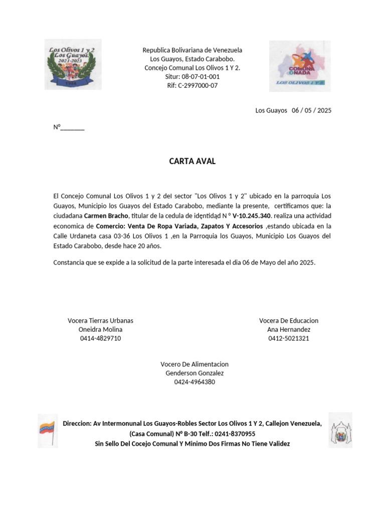 Carta Aval | PDF