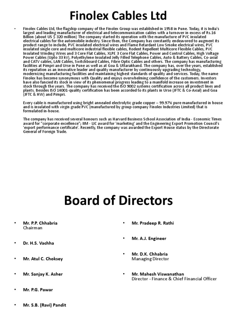 Finolex Cables LTD | PDF | Electrical Conductor | Cable