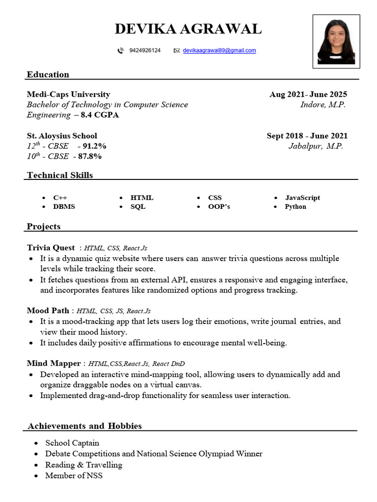 Devika Agrawal Resume | PDF