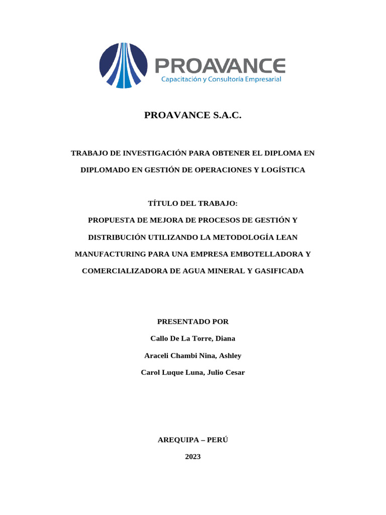 Trabajo de Investigación - Grupo 01 - Callo, Chambi, Luque | PDF | Lean Manufacturing | Business