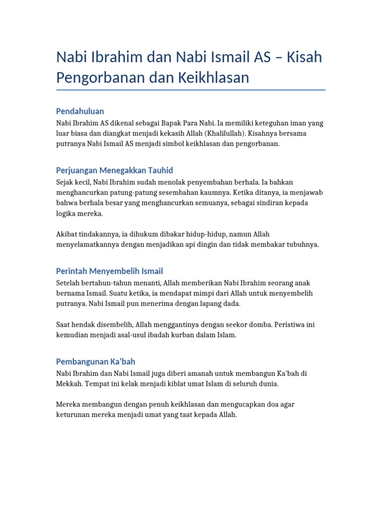 Nabi Ibrahim: Khalilullah dan Pengorbanan | PDF