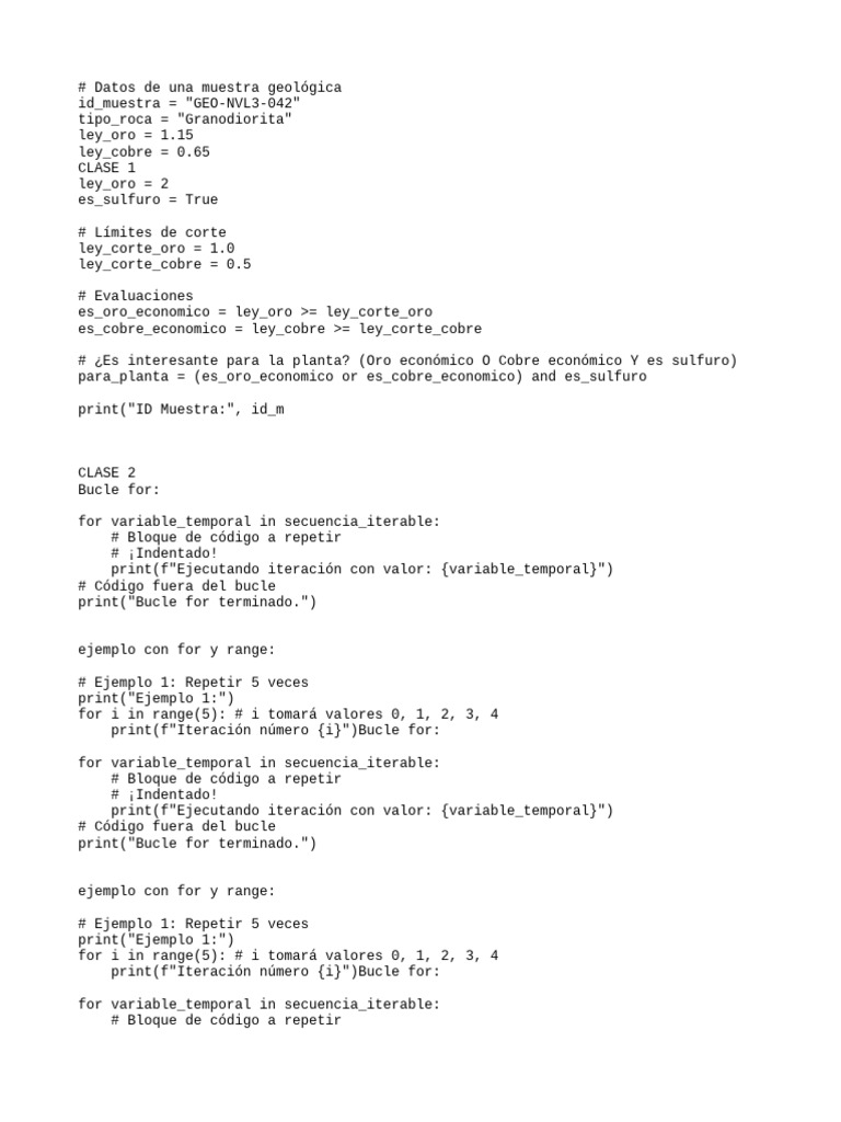 Datos Geológicos y Análisis de Muestras | PDF | Programación de ...