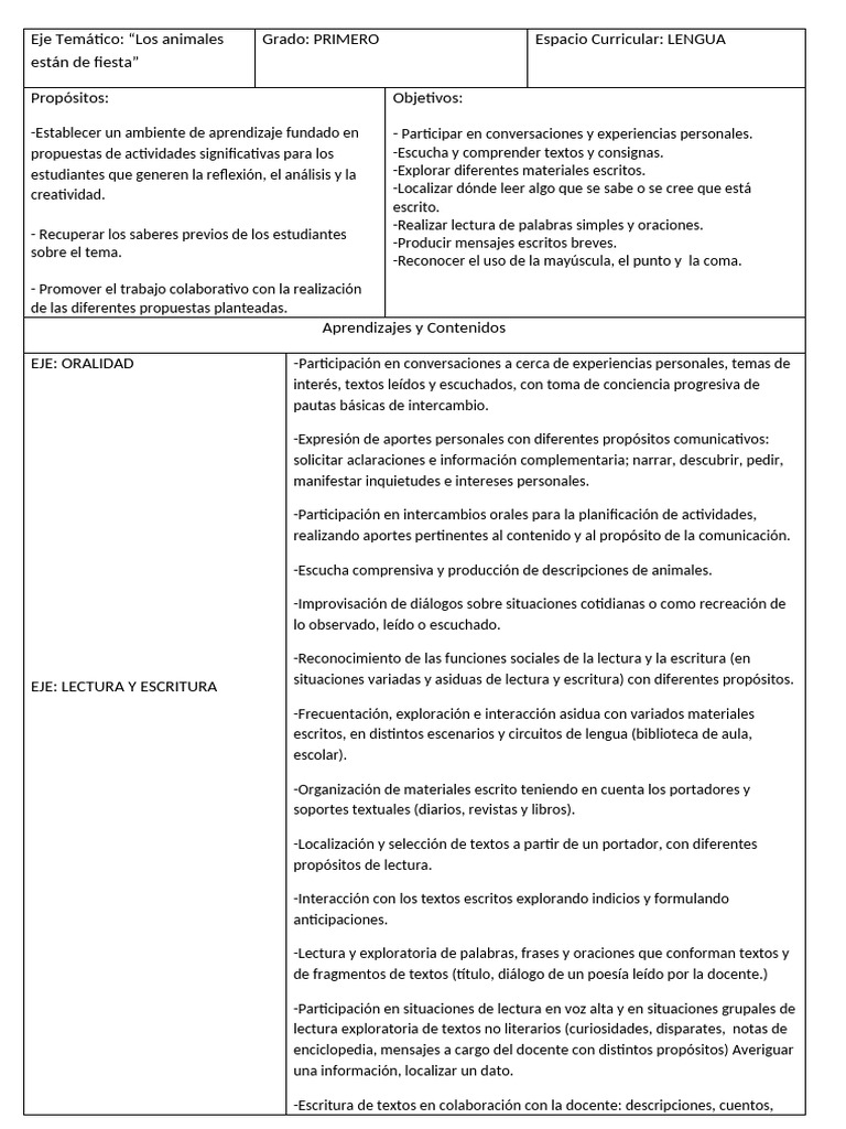 Actividades de Lengua: Fiesta de Animales | PDF | Escritura | Pensamiento