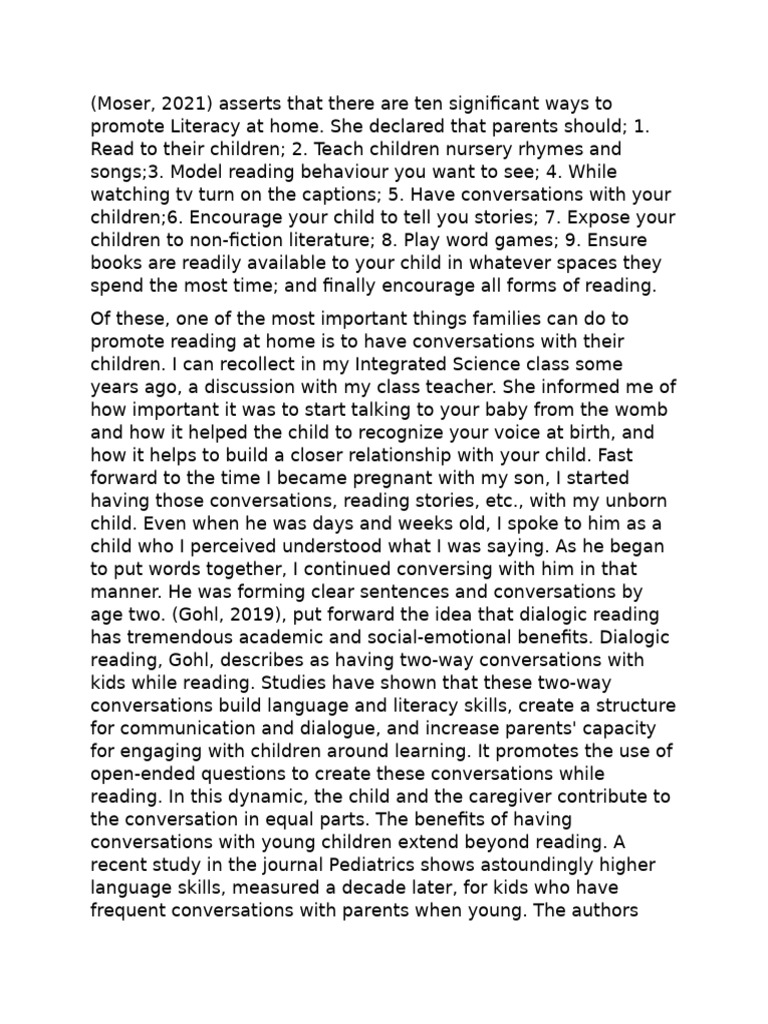 Things Parents Can Doto Promote Literacy | PDF | Parenting | Literacy
