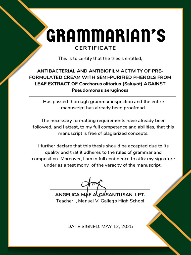 Grammarian's Certificate | PDF