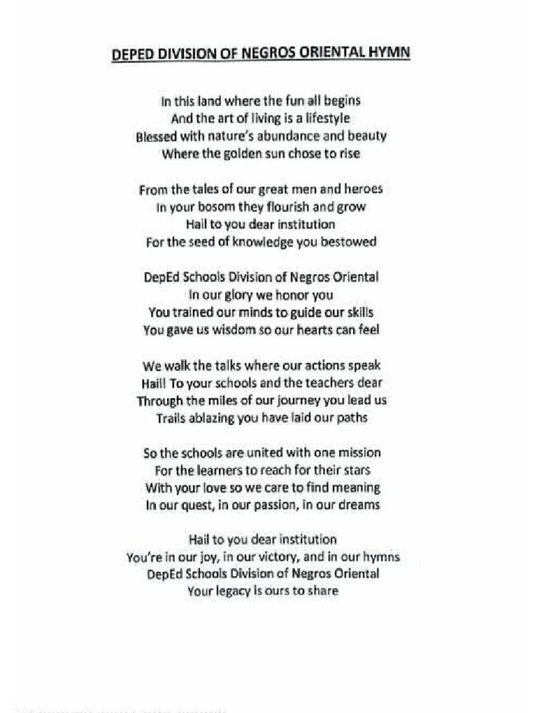 Negros Oriental Hymn | PDF