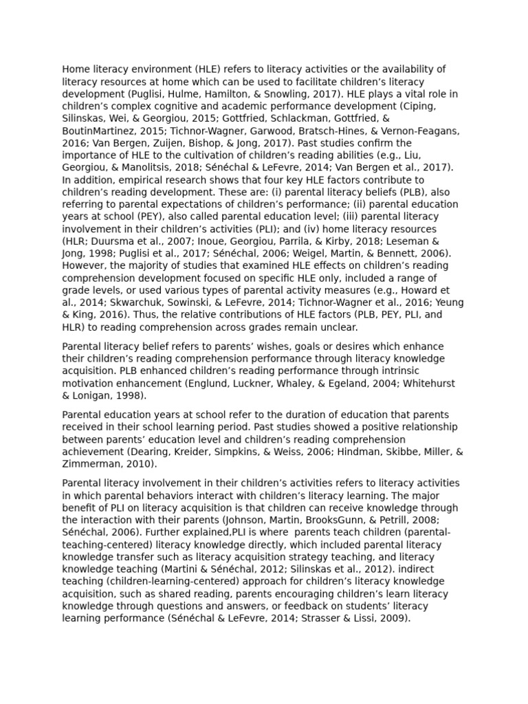 Home Literacy Environment | PDF | Human Communication | Cognition