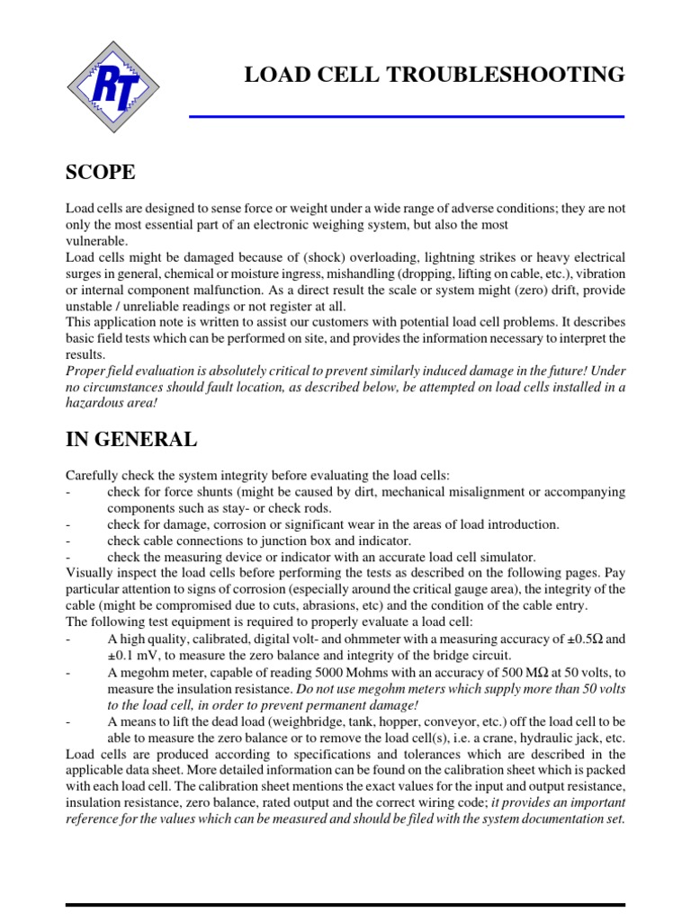 Load Cell Troubleshooting Scope Pdf Electrical Resistance And
