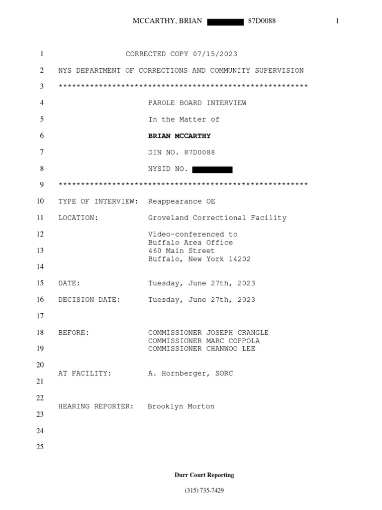 Parole Interview Report for Brian McCarthy | PDF | Rape | Crimes