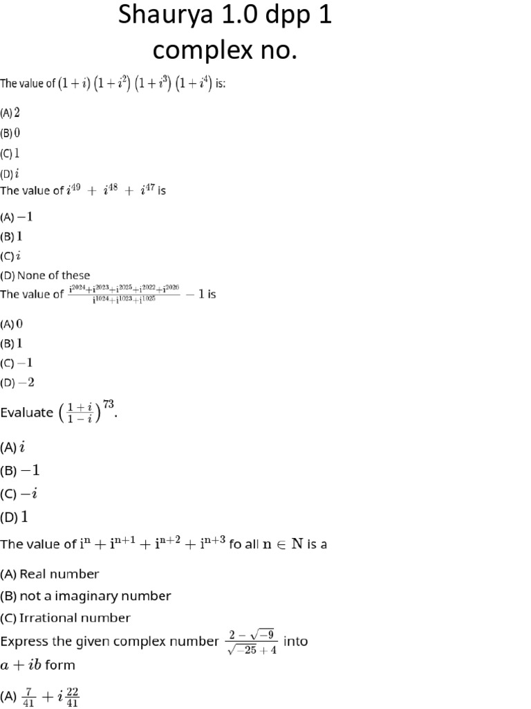 Shaurya 1.0 Complex No. DPP 1 | PDF