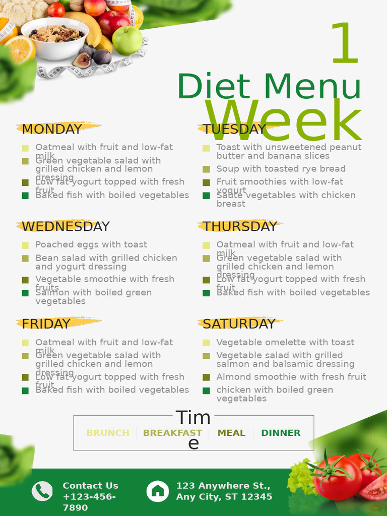 Green Modern Brush 1 Week Diet Menu Package Menu | PDF