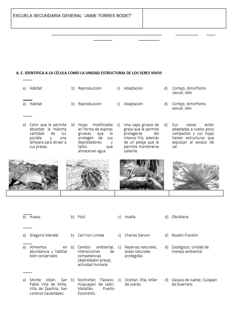Examen Segundo Trimestre | PDF | Biodiversidad | Reproducción