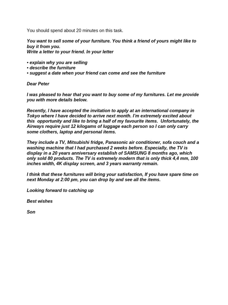 TASK 1 Informal Letter | PDF