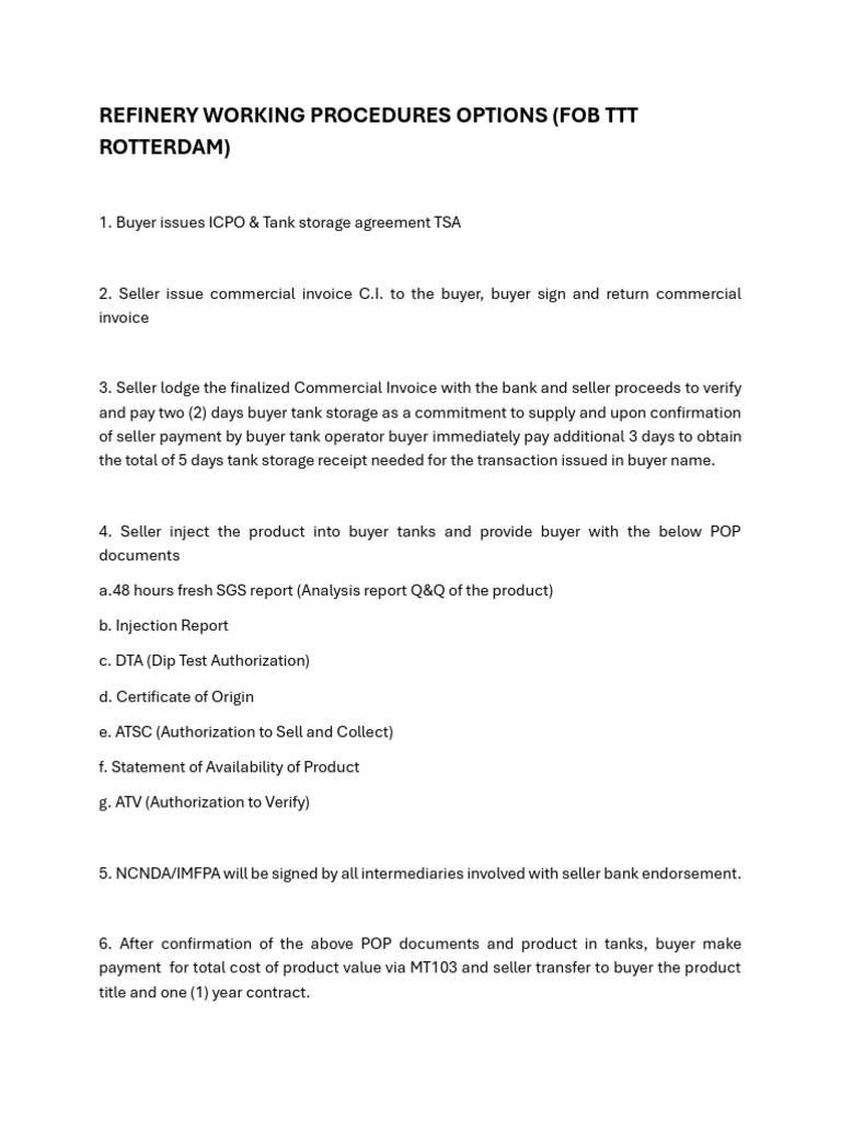 FOB TTT Refinery Procedures | PDF