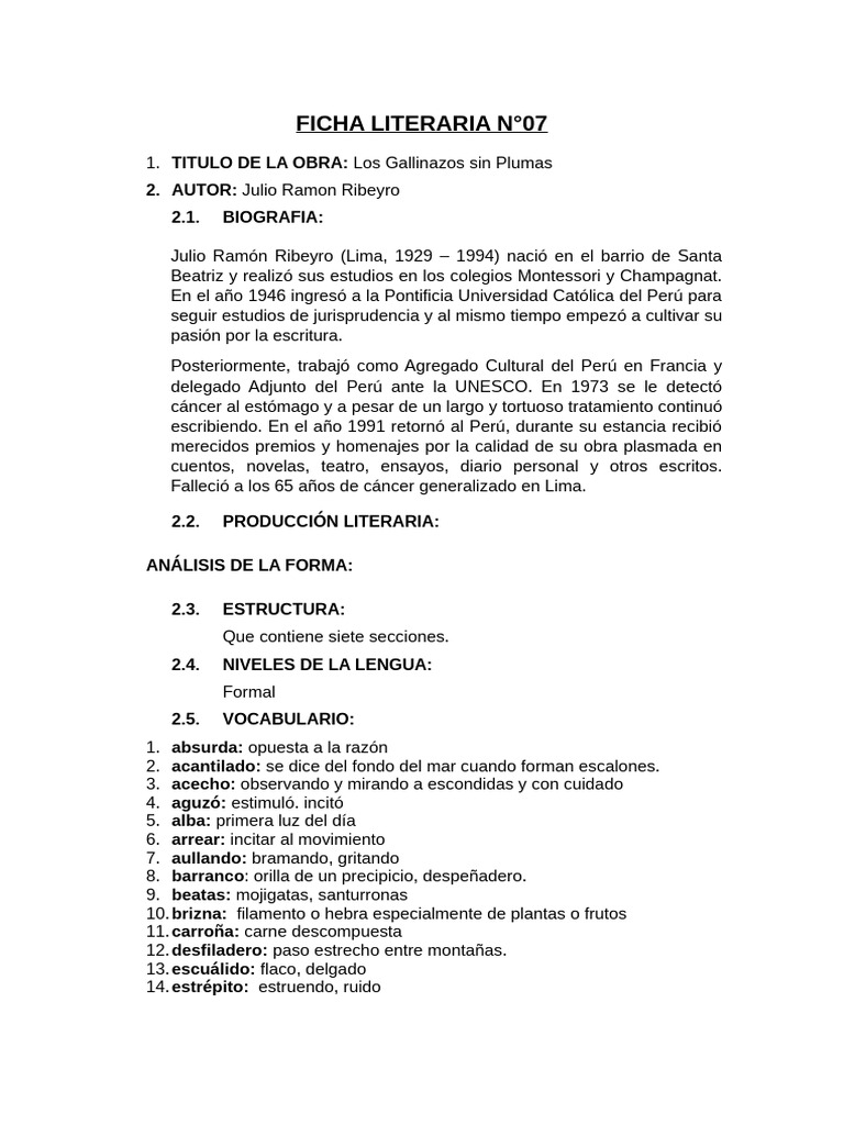 Ficha Literaria | PDF