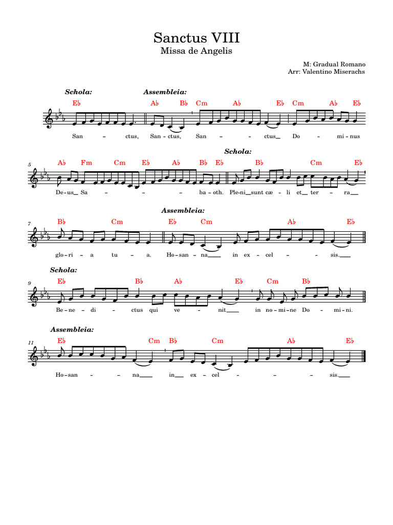 Sanctus VIII from Missa de Angelis | PDF | Mass (Liturgy) | Catholic ...