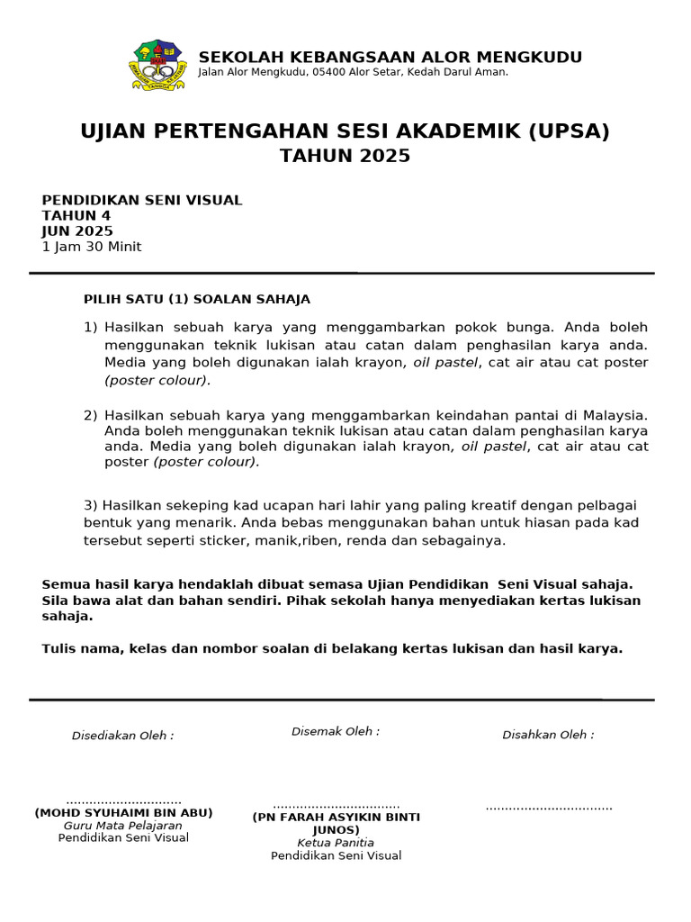 Soalan PSV Uasa 2023 | PDF