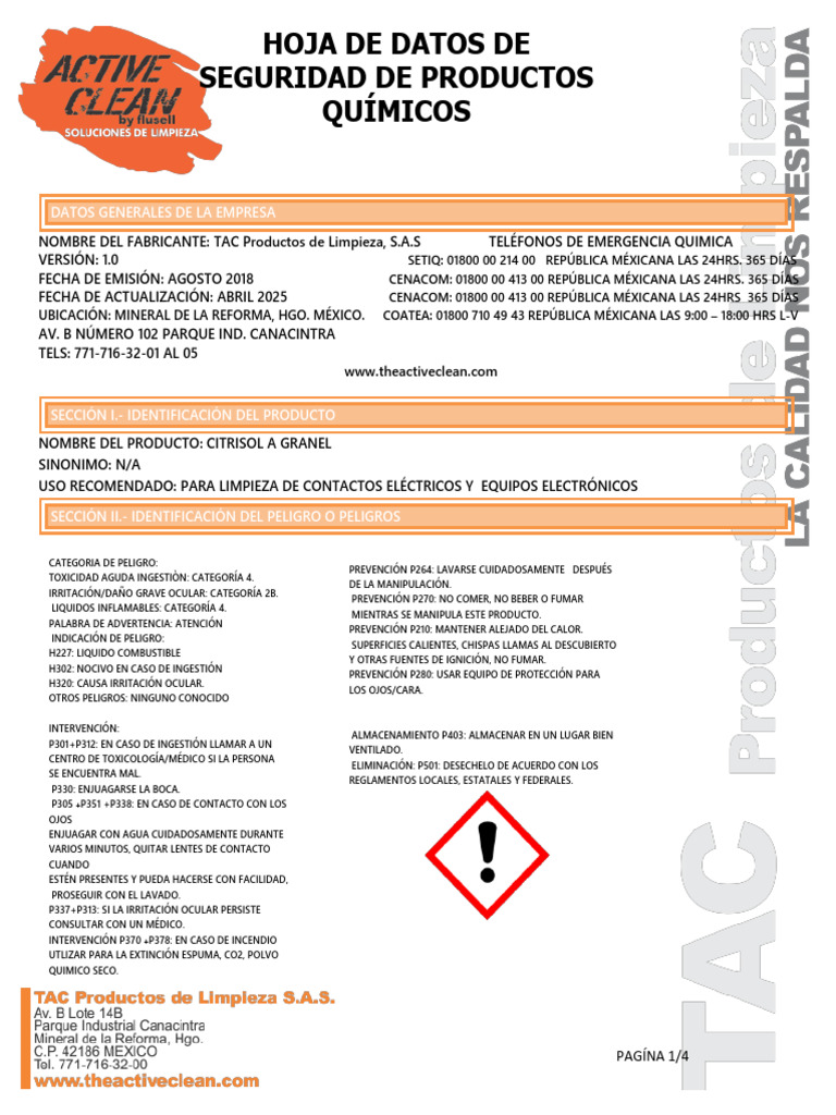 Citrisol Granel | PDF | Agua | Toxicidad